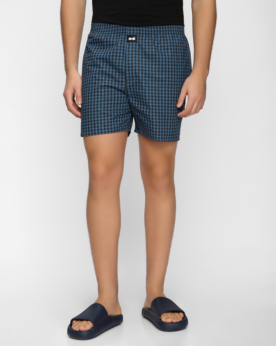 Buy Men's Blue & Black Checked Boxers Online in India at Bewakoof