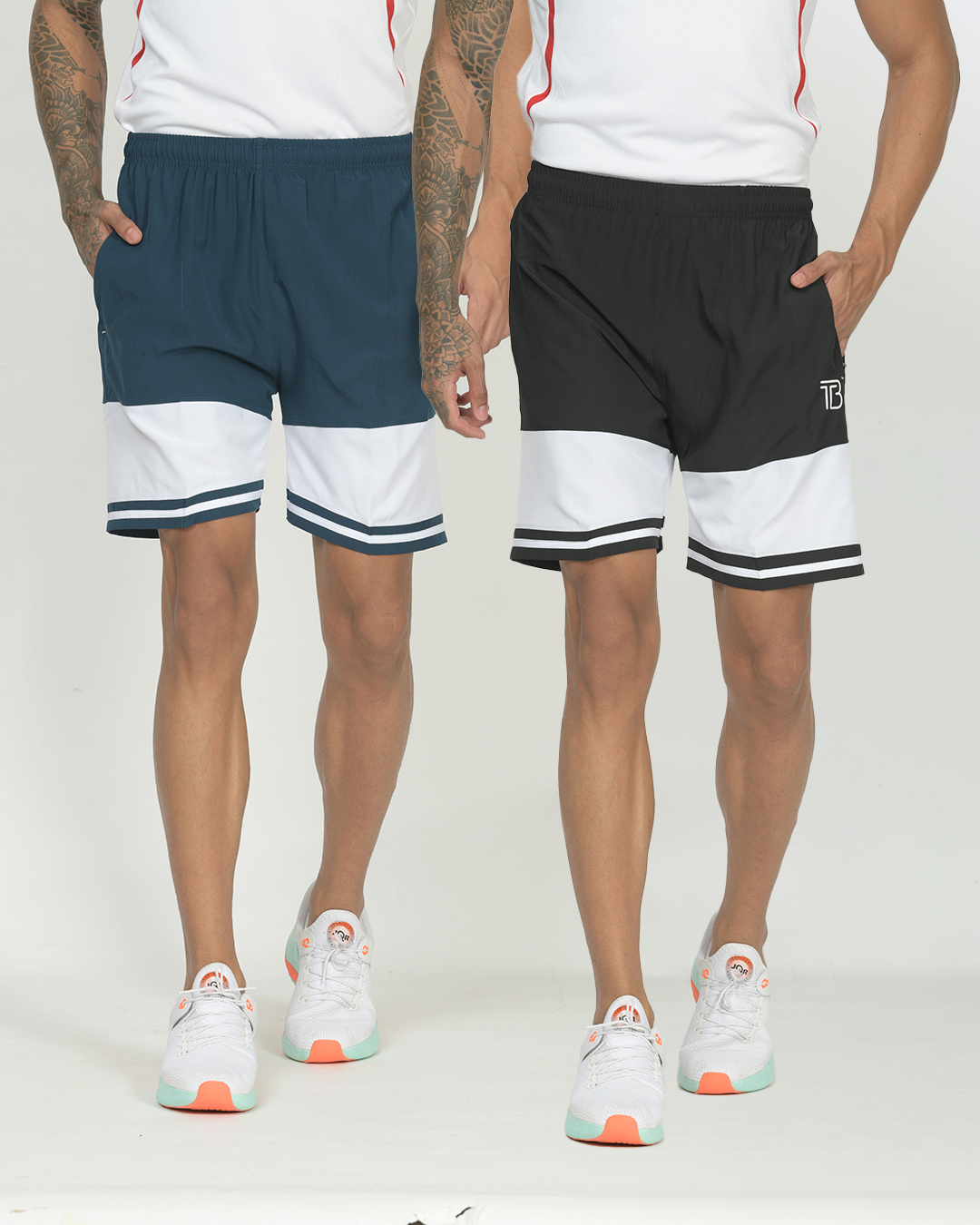 Buy Pack of 2 Men's Blue & Black Color Block Shorts Online at Bewakoof