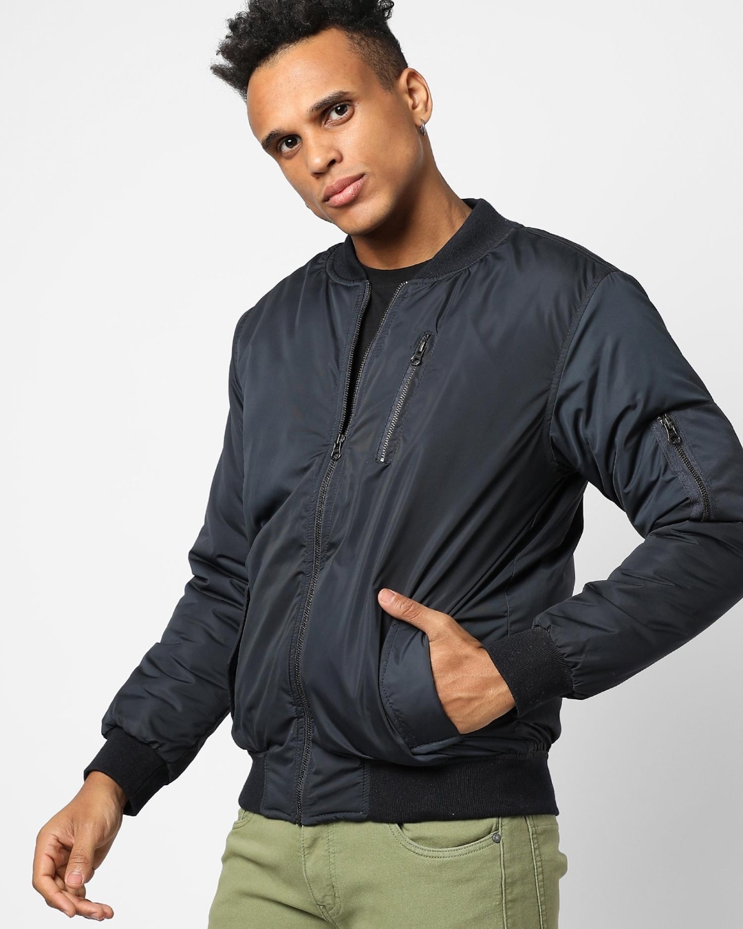 Buy Men's Blue Bomber Jacket Online at Bewakoof