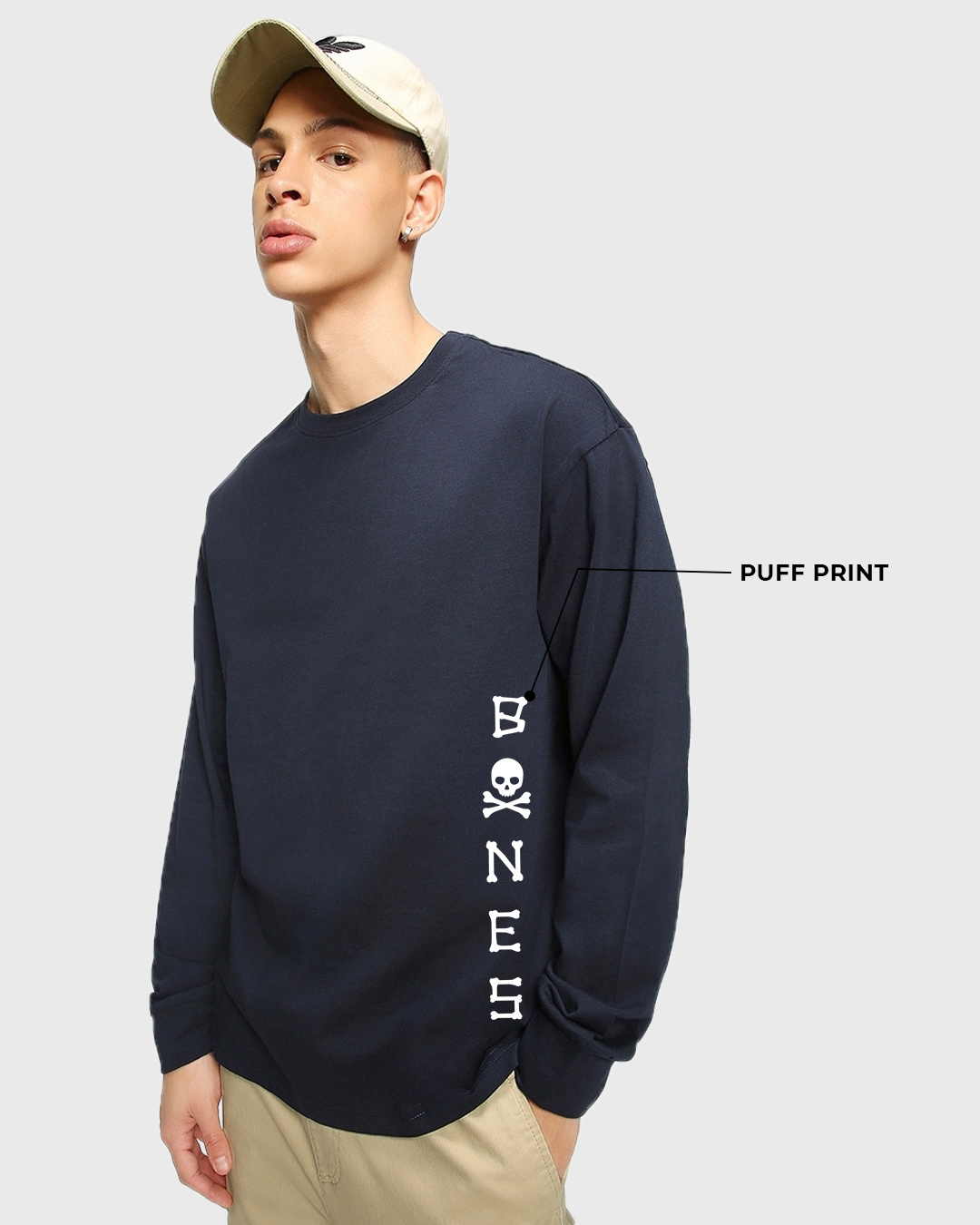 Buy Men's Blue Bones Graphic Printed Oversized T-shirt Online at Bewakoof