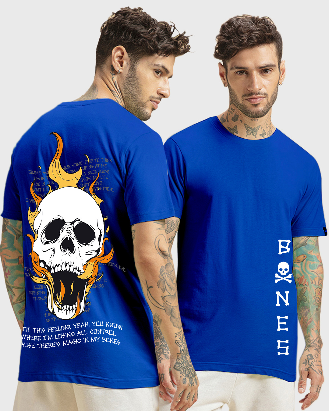 Buy Men's Blue Bones Graphic Printed T-shirt Online at Bewakoof