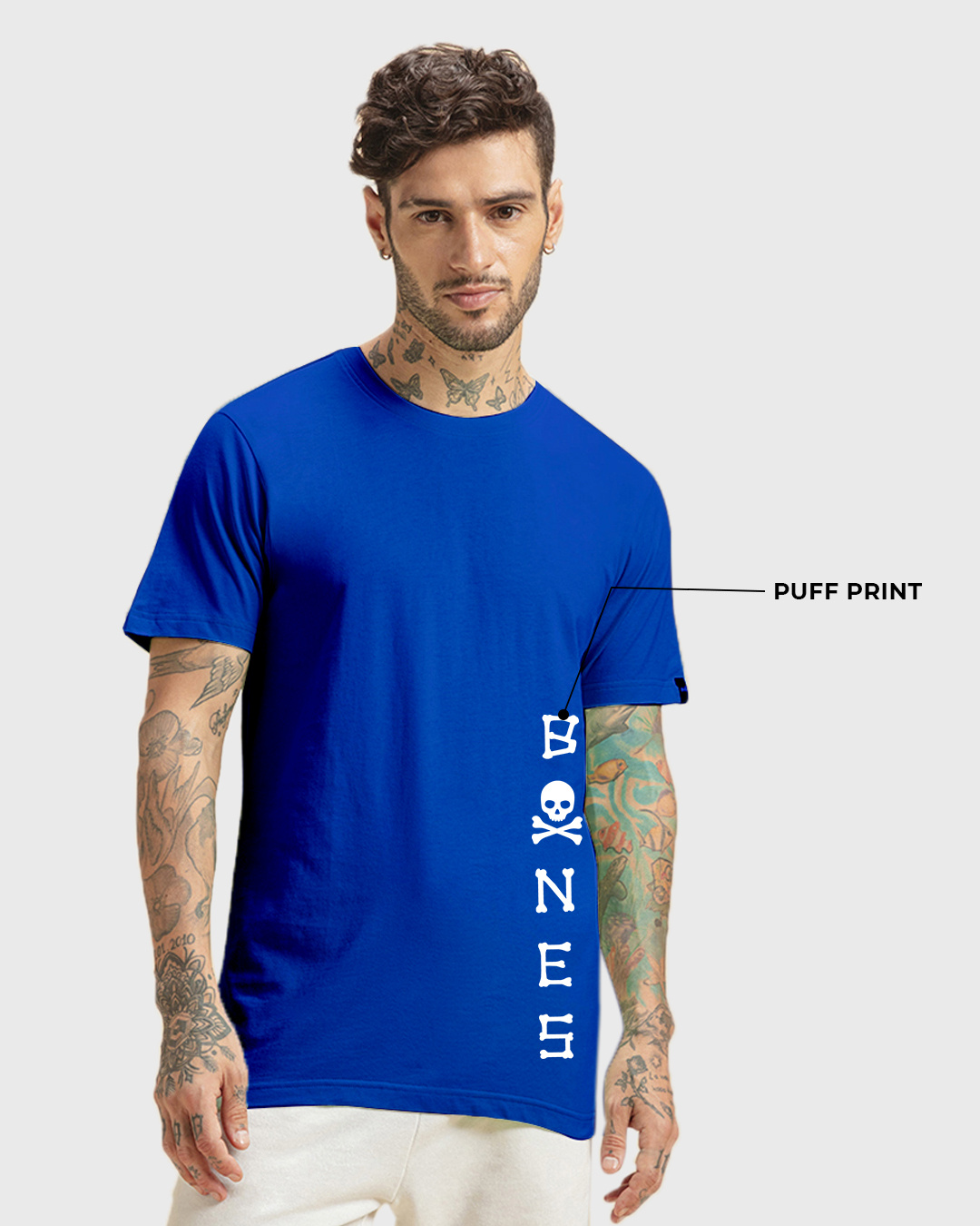 Buy Men's Blue Bones Graphic Printed T-shirt Online at Bewakoof