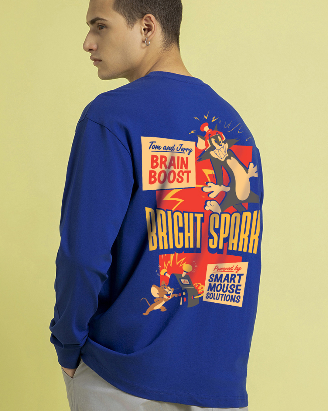 Buy Men's Blue Bright Spark Graphic Printed Oversized T-shirt Online at ...