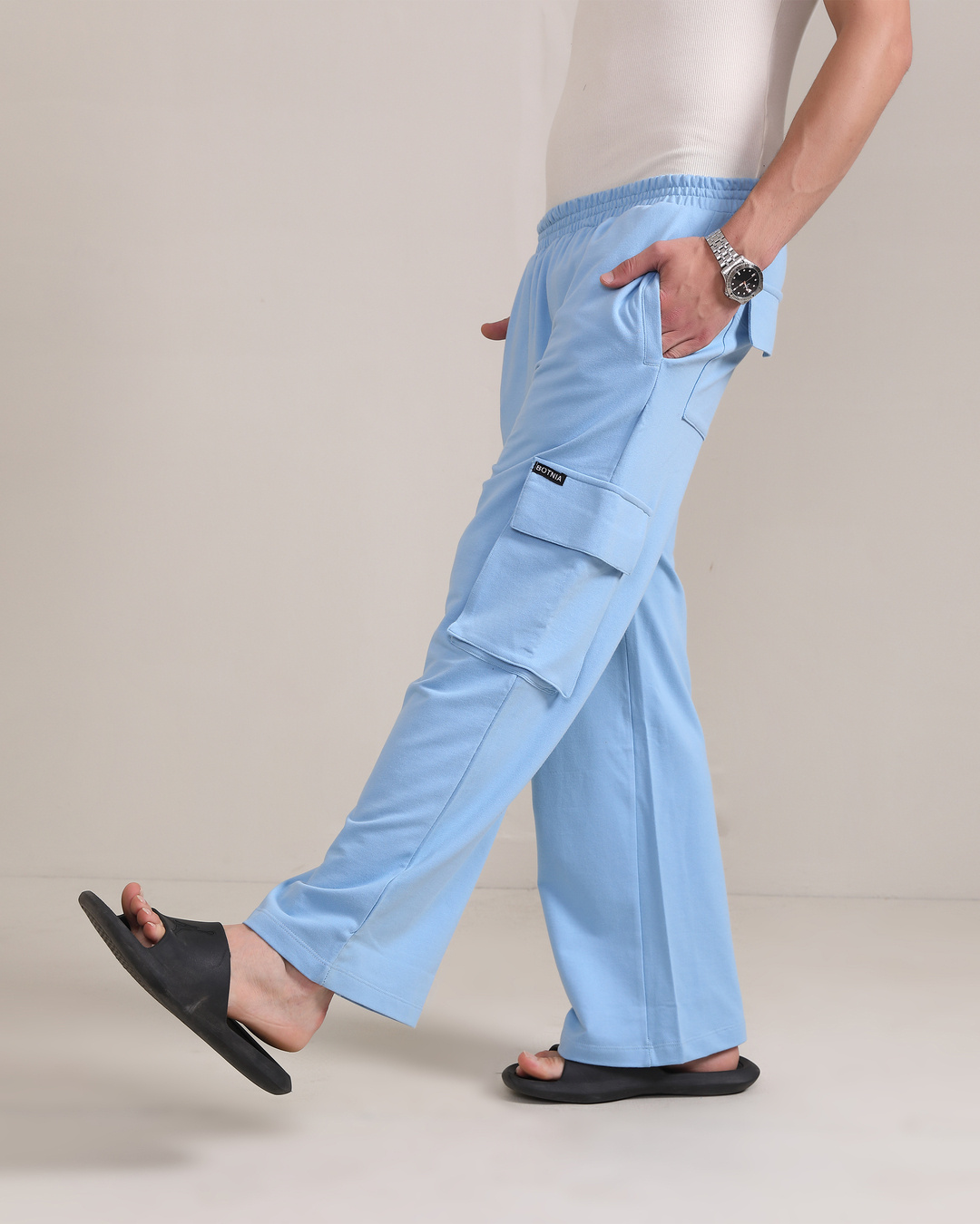 Buy Men's Blue Cargo Track Pants Online at Bewakoof