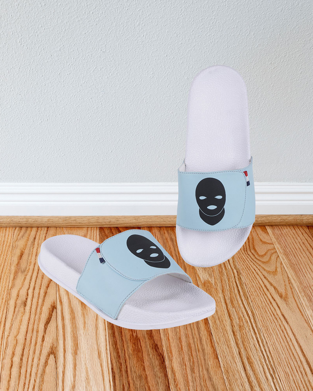 Buy Men's Blue Cartoon Printed Velcro Sliders Online in India at Bewakoof