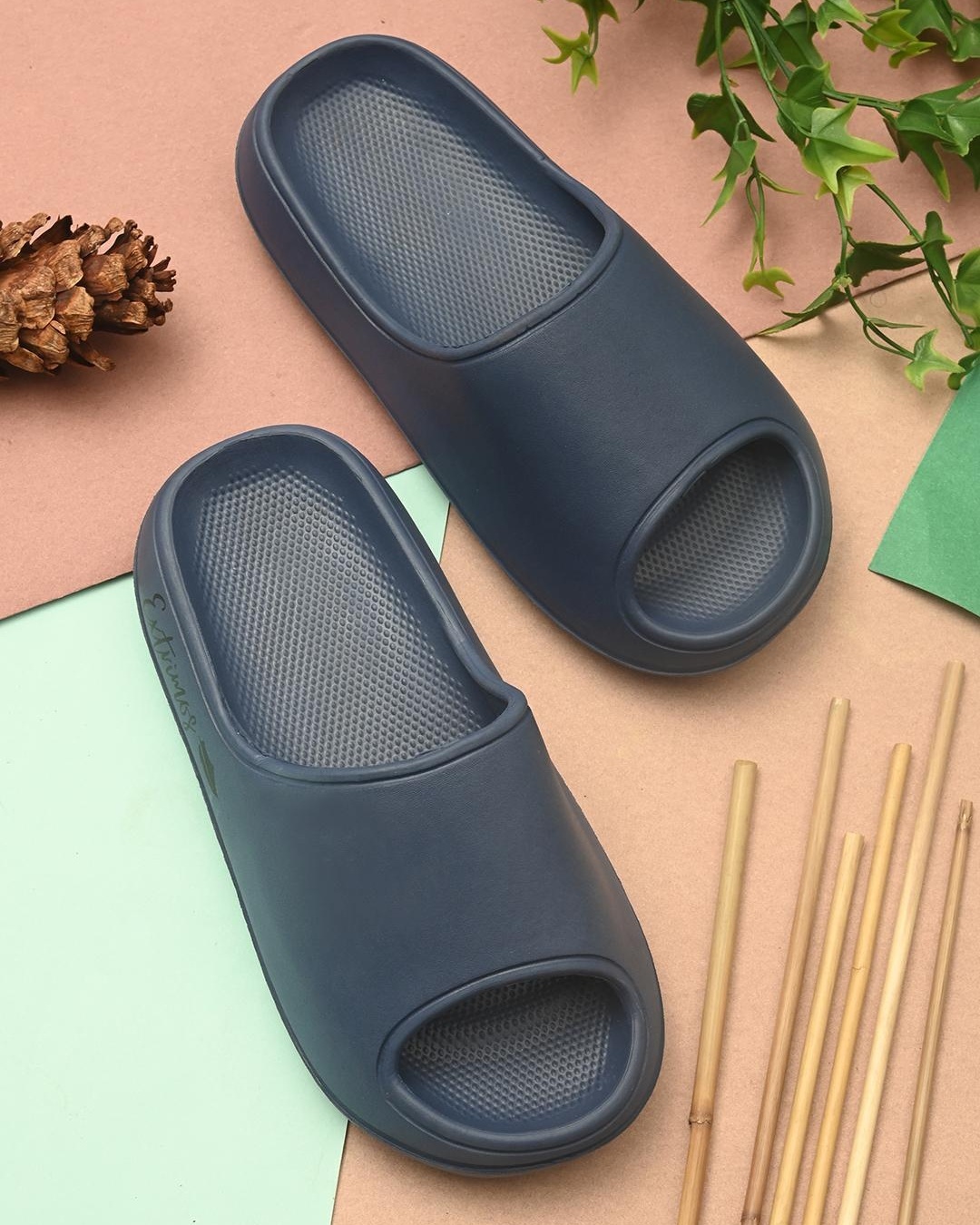 Buy Men's Blue Casual Sliders Online in India at Bewakoof