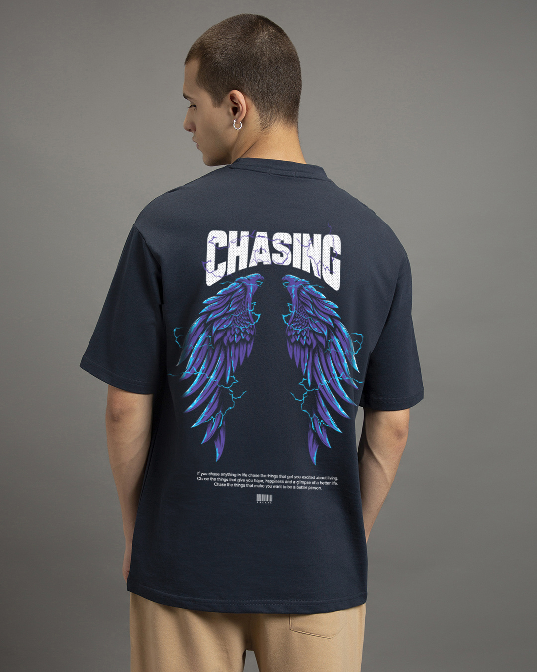 Buy Men's Blue Chasing Dream Graphic Printed Oversized T-shirt Online ...