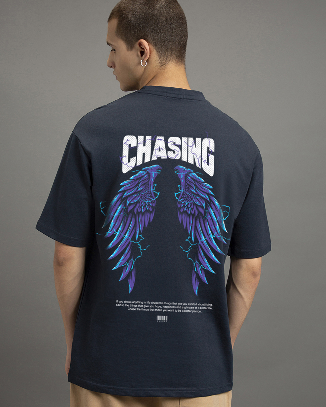 Buy Men's Blue Chasing Dream Graphic Printed Oversized T-shirt Online ... Buy Men's Blue Chasing Dream Graphic Printed Oversized T-shirt Online ...