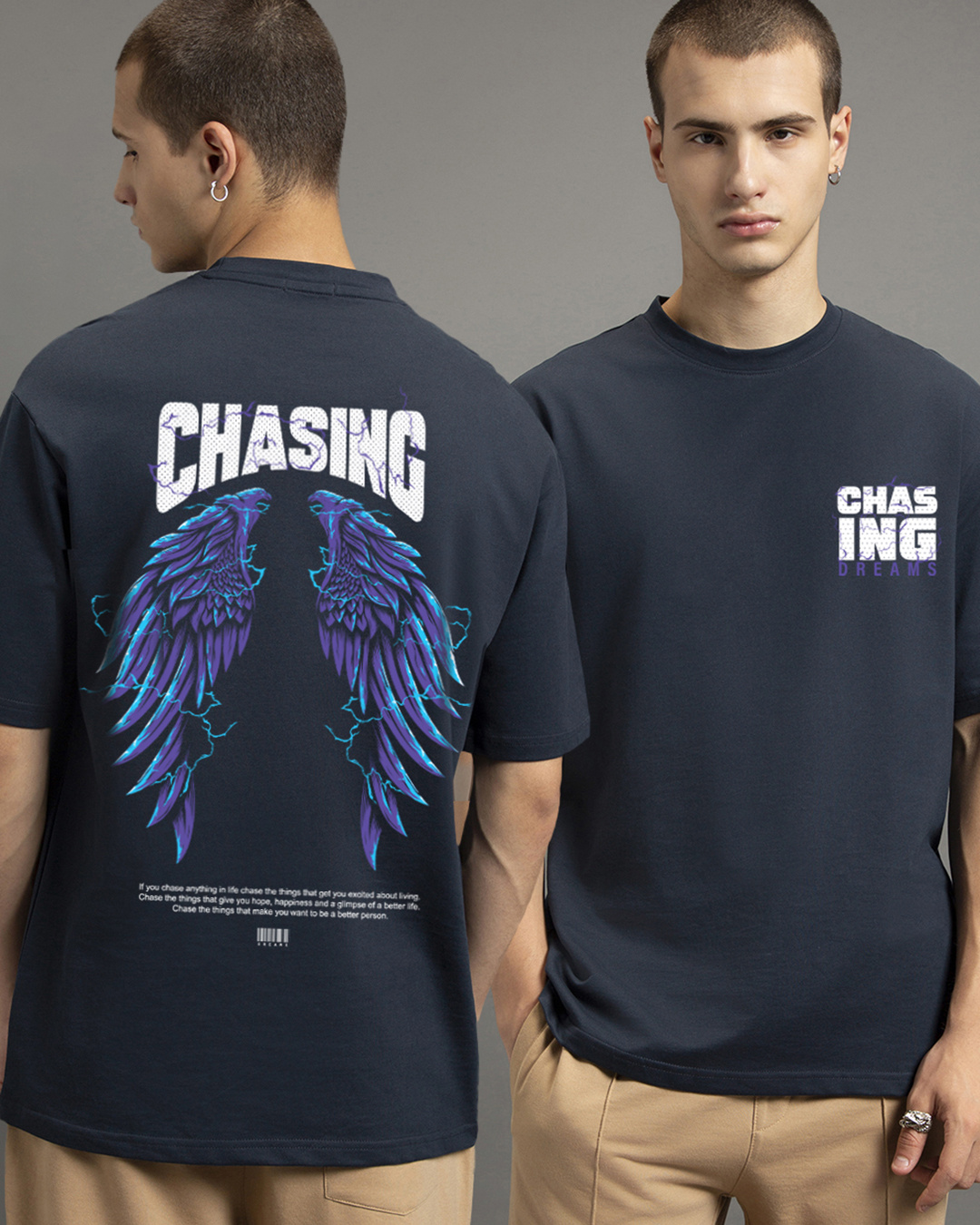 Buy Men's Blue Chasing Dream Graphic Printed Oversized T-shirt Online ... Buy Men's Blue Chasing Dream Graphic Printed Oversized T-shirt Online ...
