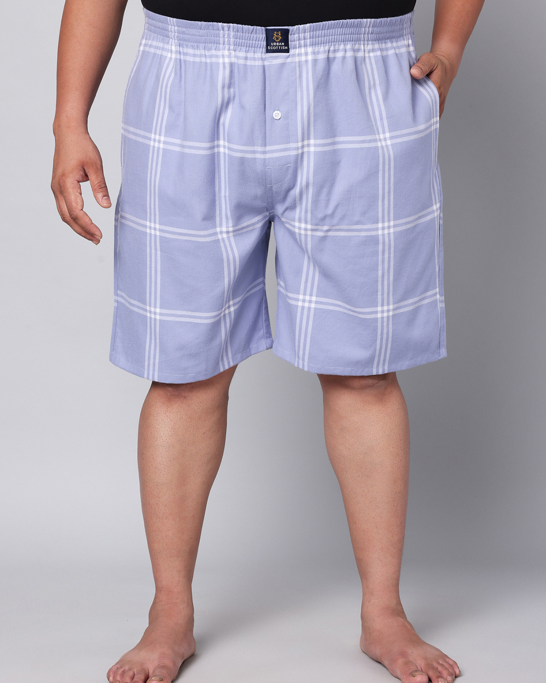 Buy Men's Blue Checked Plus Size Boxers Online in India at Bewakoof
