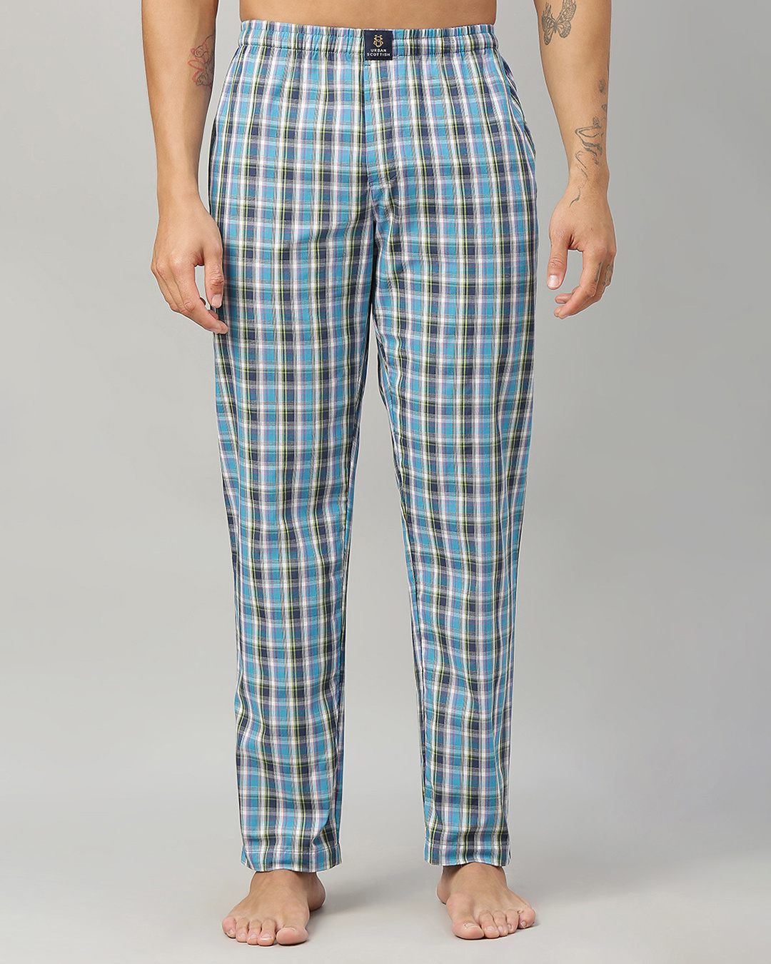 Buy Men's Blue Checked Pyjamas Blue Online in India at Bewakoof