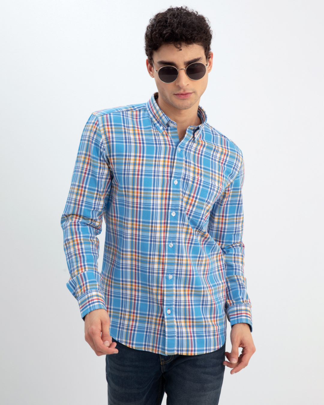 Buy Men's Blue Checked Shirt Online at Bewakoof