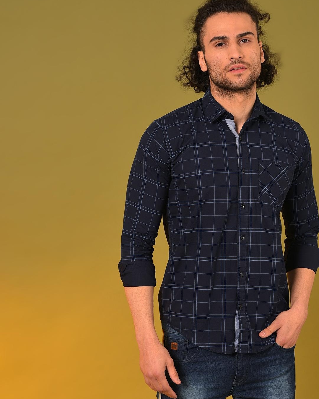 Buy Men's Blue Checked Shirt Online at Bewakoof