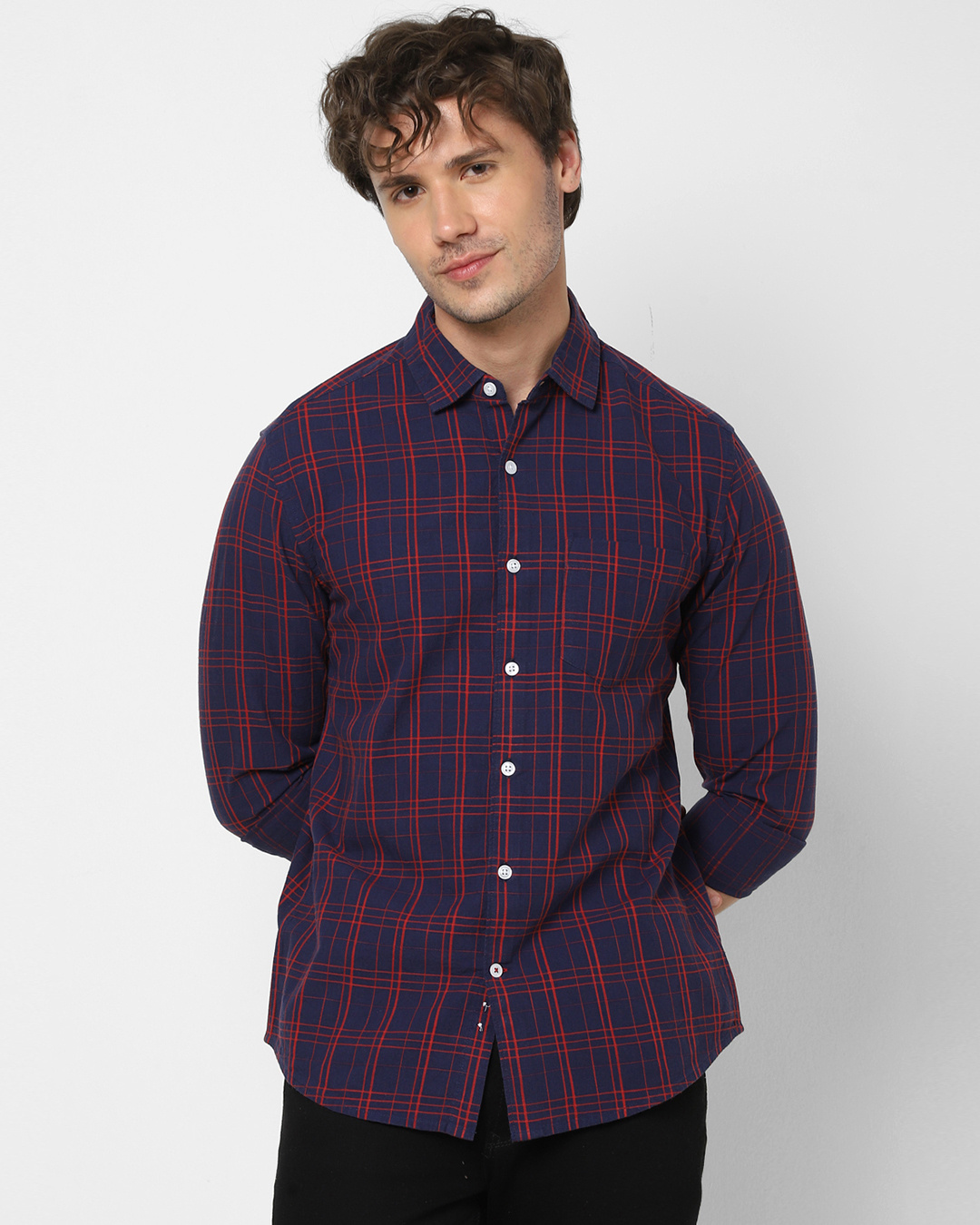 Buy Men's Blue Checked Shirt Online at Bewakoof