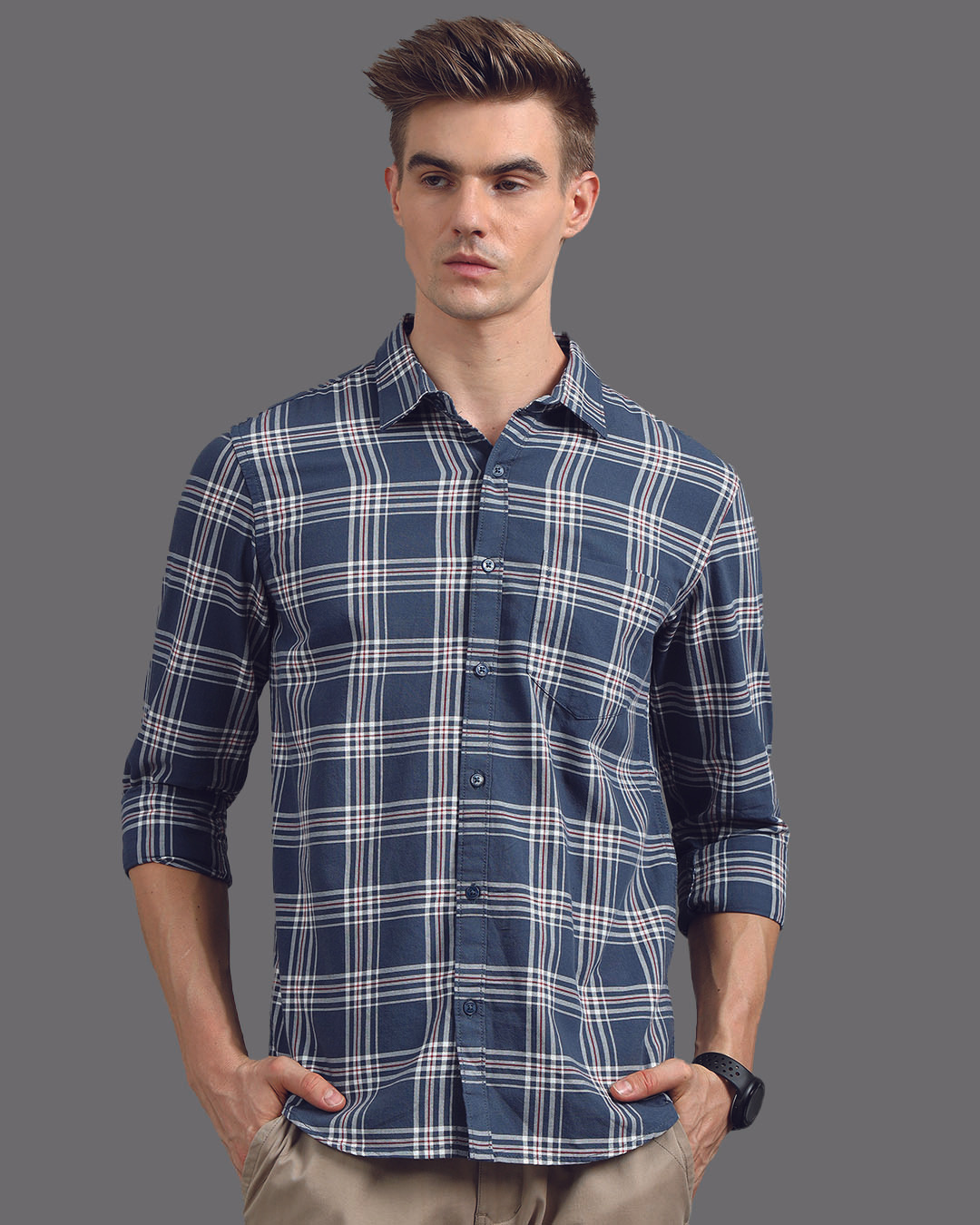 Buy Men's Blue Checked Shirt Online at Bewakoof