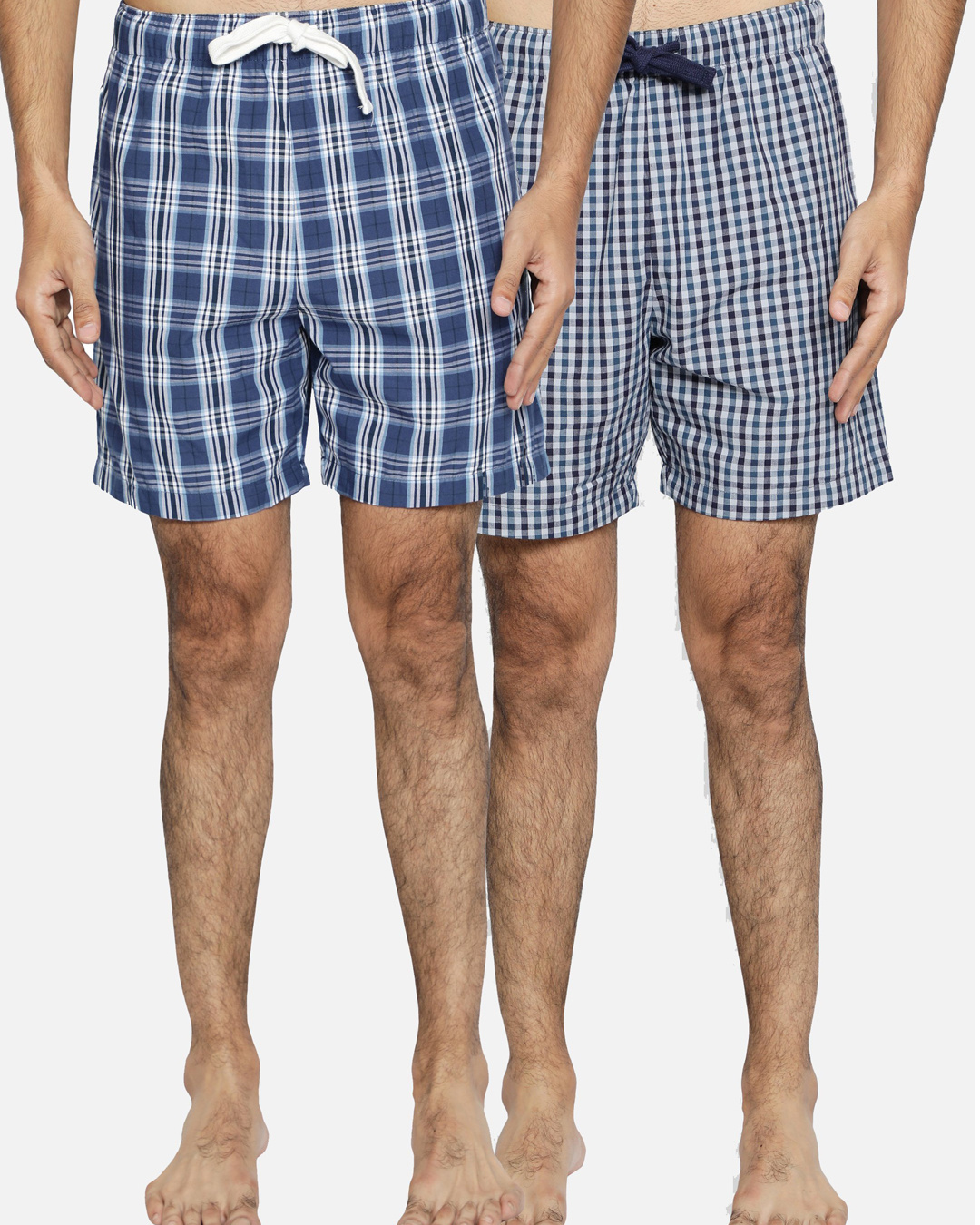 Buy Pack of 2 Men's Blue Checked Shorts Online at Bewakoof