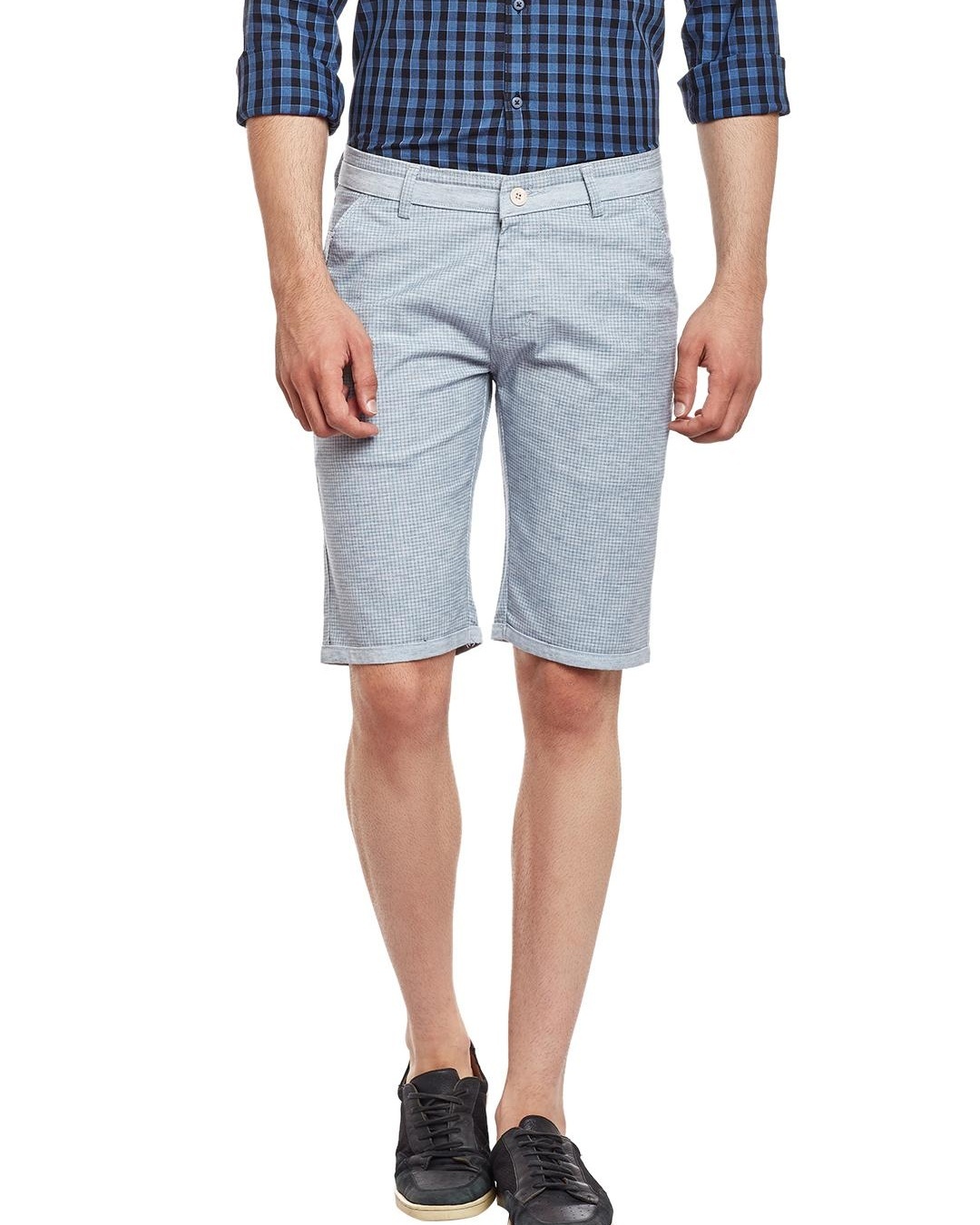 Buy Men's Blue Checked Slim Fit Shorts Online at Bewakoof