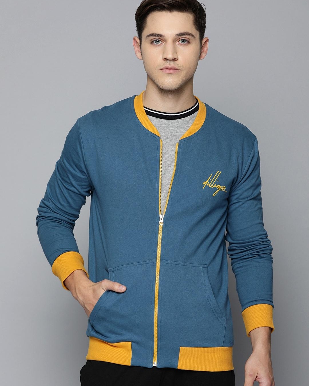 Buy Men's Blue Color Block Jacket Online at Bewakoof