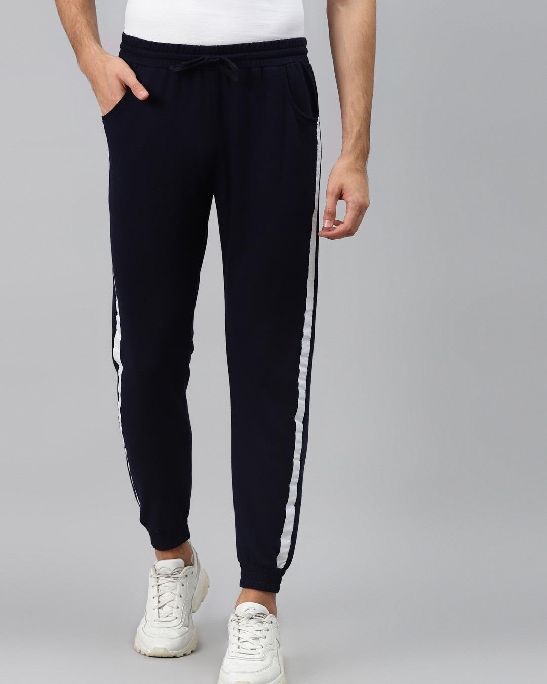 Buy Men's Blue Color Block Joggers Online at Bewakoof