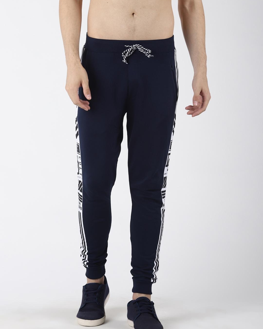 Buy Men's Blue Color Block Joggers Online at Bewakoof