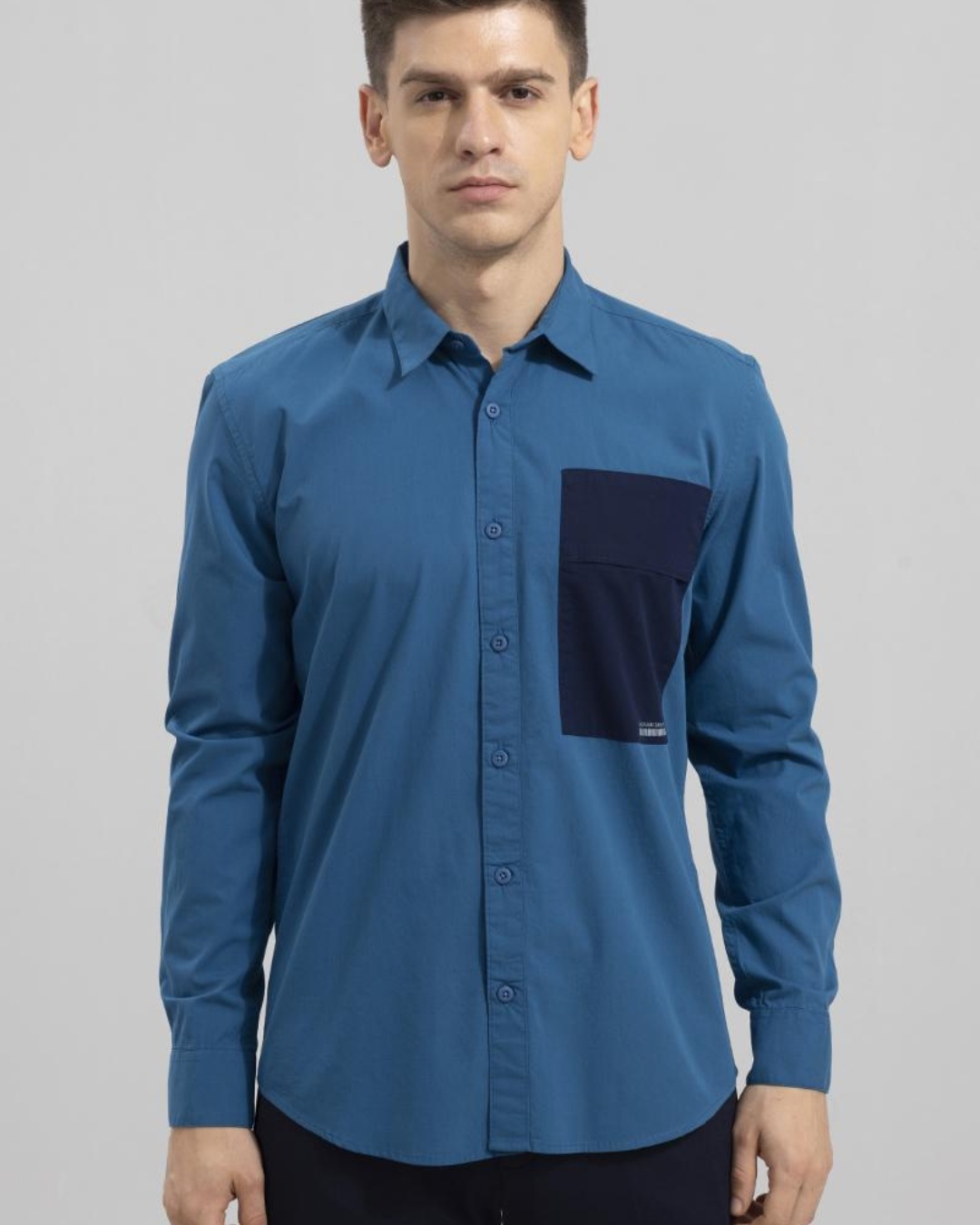 Buy Men's Blue Color Block Slim Fit Shirt Online at Bewakoof