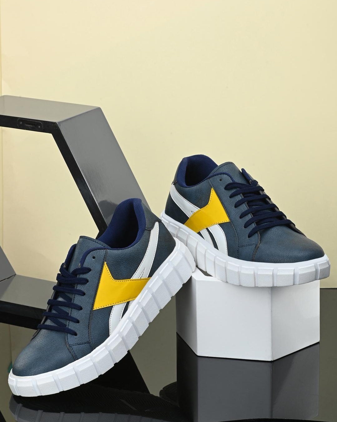 Buy Men's Blue Color Block Sneakers Online in India at Bewakoof