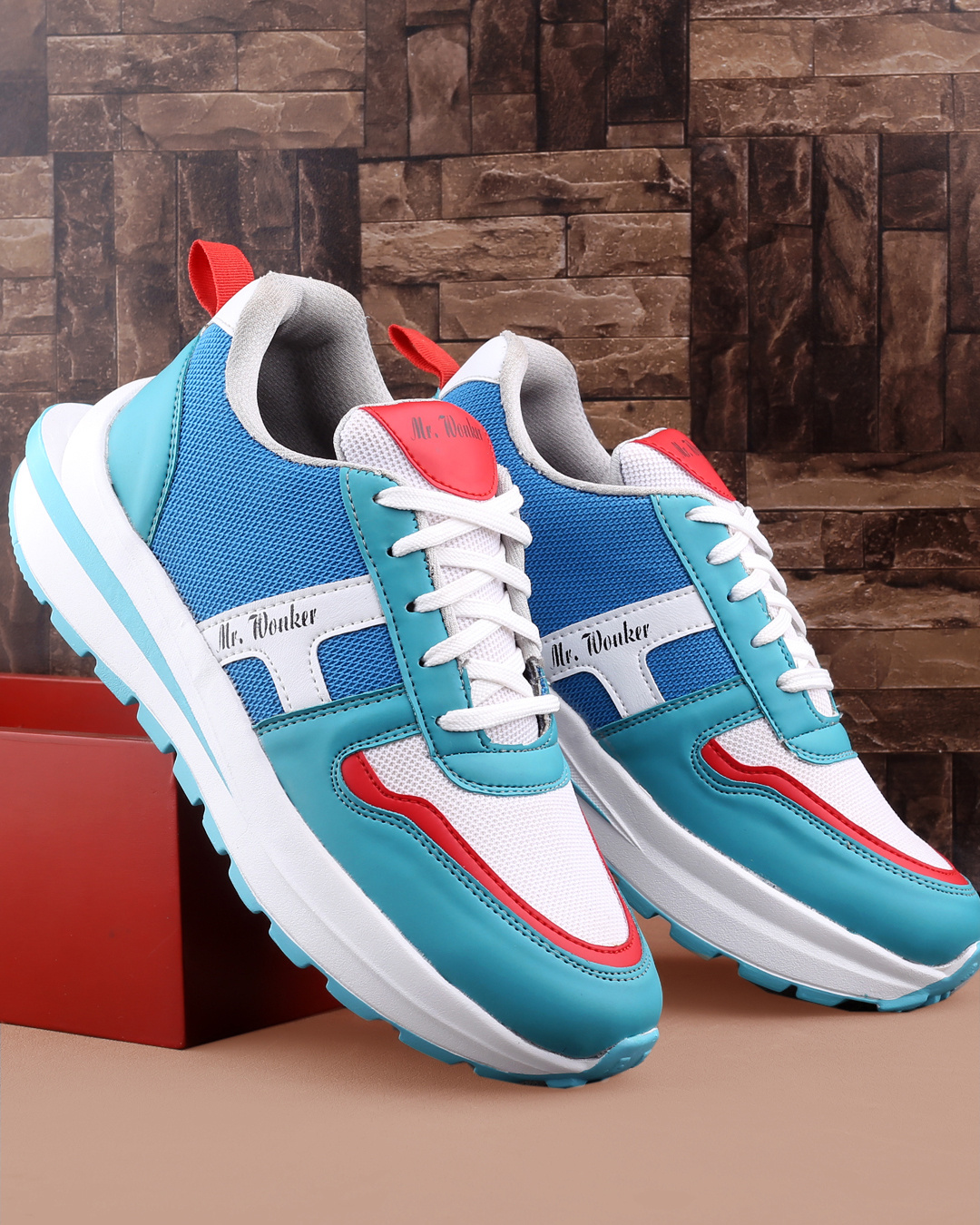 Buy Men's Blue Color Block Sneakers Online in India at Bewakoof