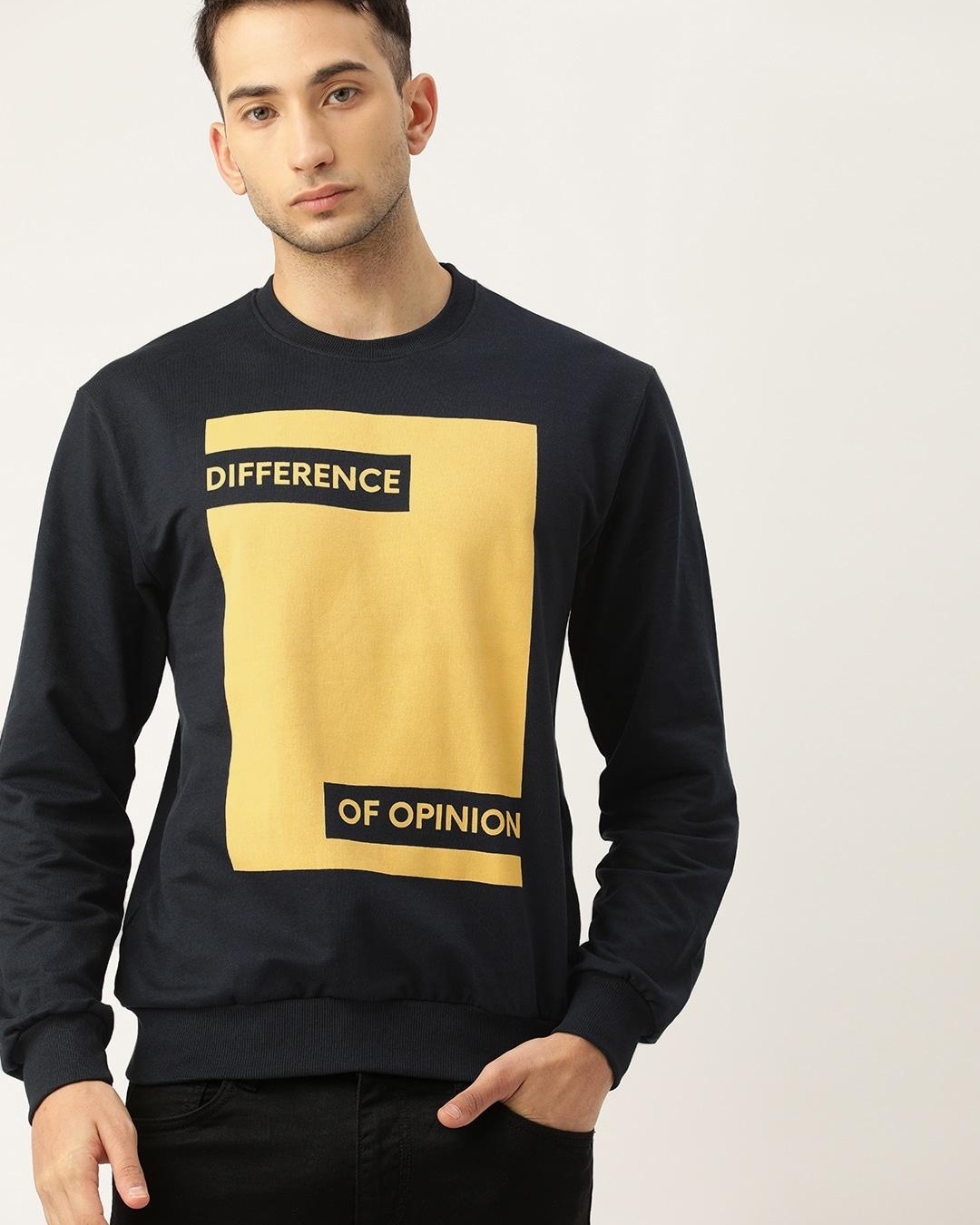 Buy Men's Blue Color Block Sweatshirt Online at Bewakoof
