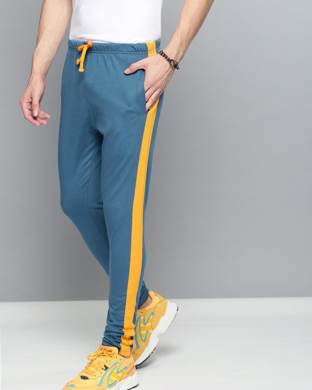 Buy Men's Blue Color Block Track Pants Online at Bewakoof