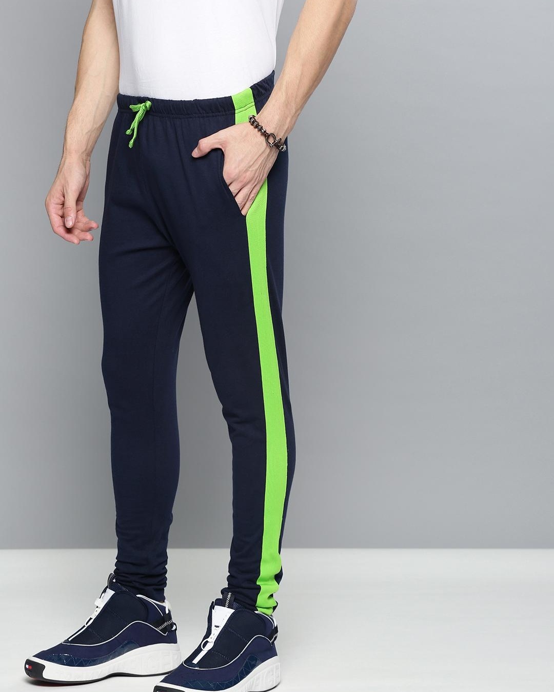 Buy Men's Blue Color Block Track Pants Online at Bewakoof