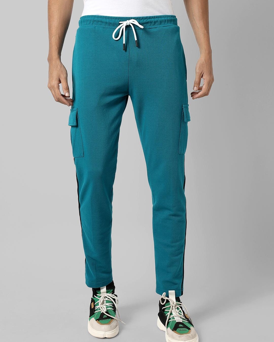 Buy Men's Blue Color Block Track Pants Online at Bewakoof