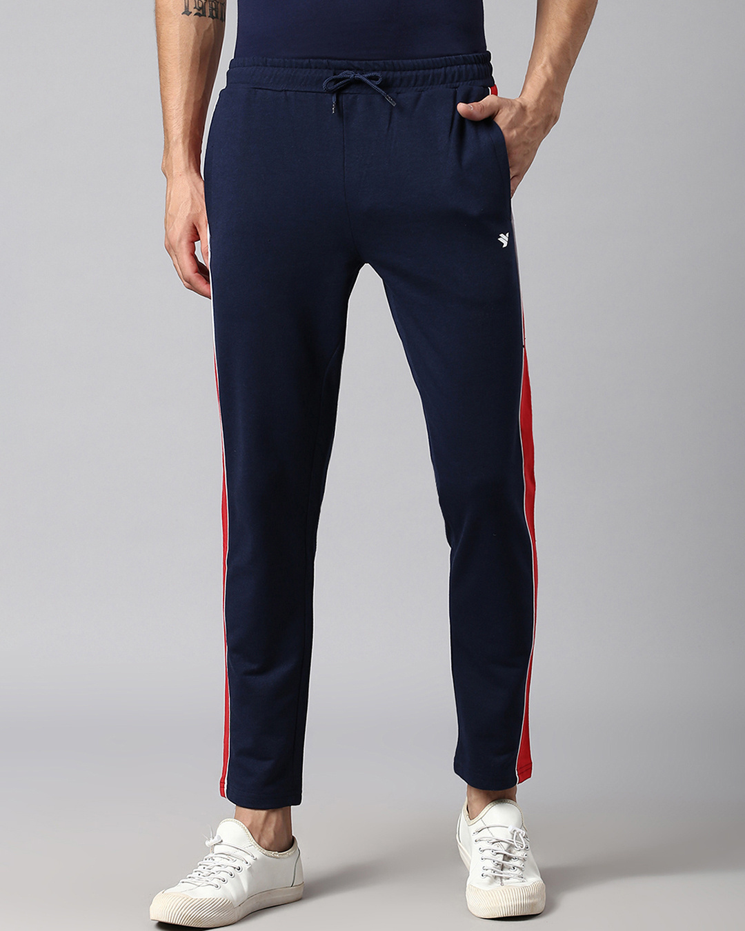 Buy Men's Blue Color Block Track Pants Online at Bewakoof