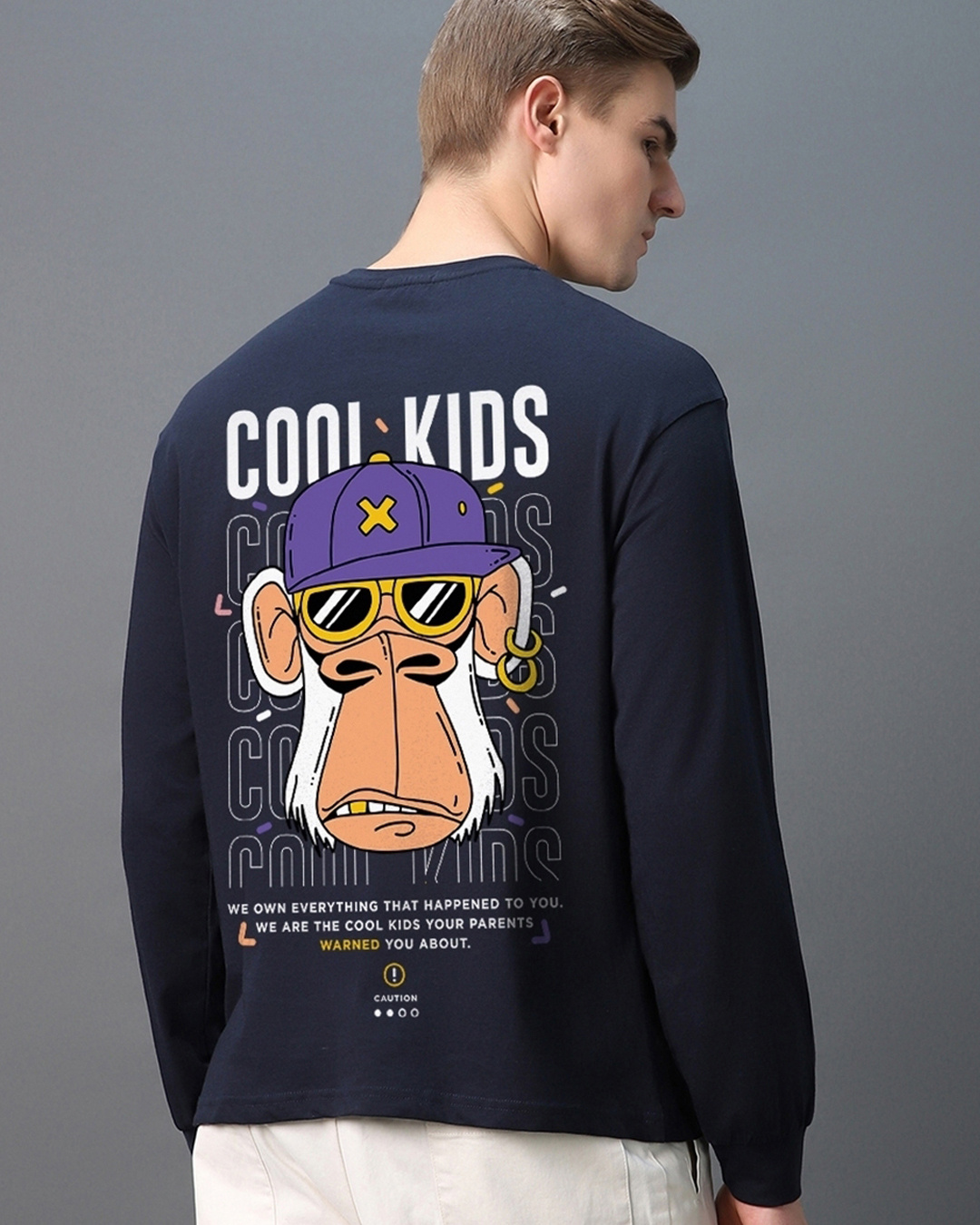 Buy Men's Blue Cool Kids Graphic Printed Oversized T-shirt Online at ...
