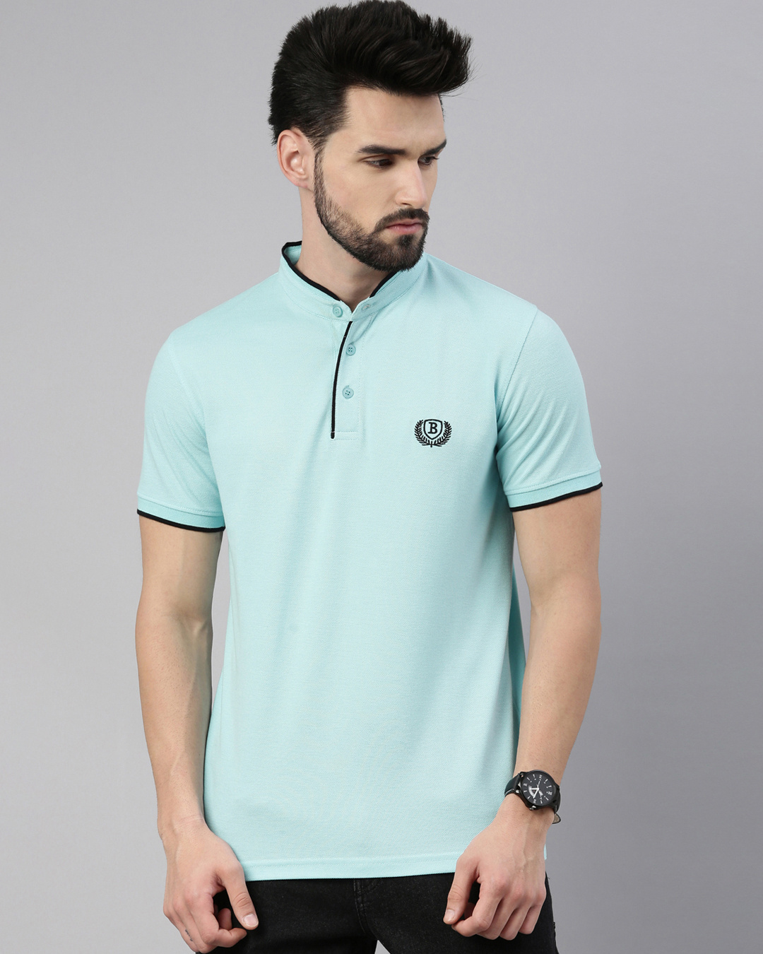Buy Men's Blue Cotton T-shirt Online at Bewakoof