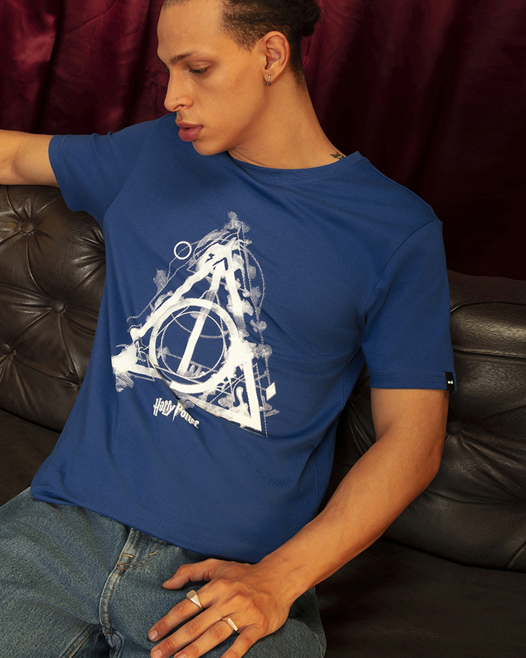 Buy Men's Blue Deathly Hallows Graphic Printed T-shirt Online at Bewakoof