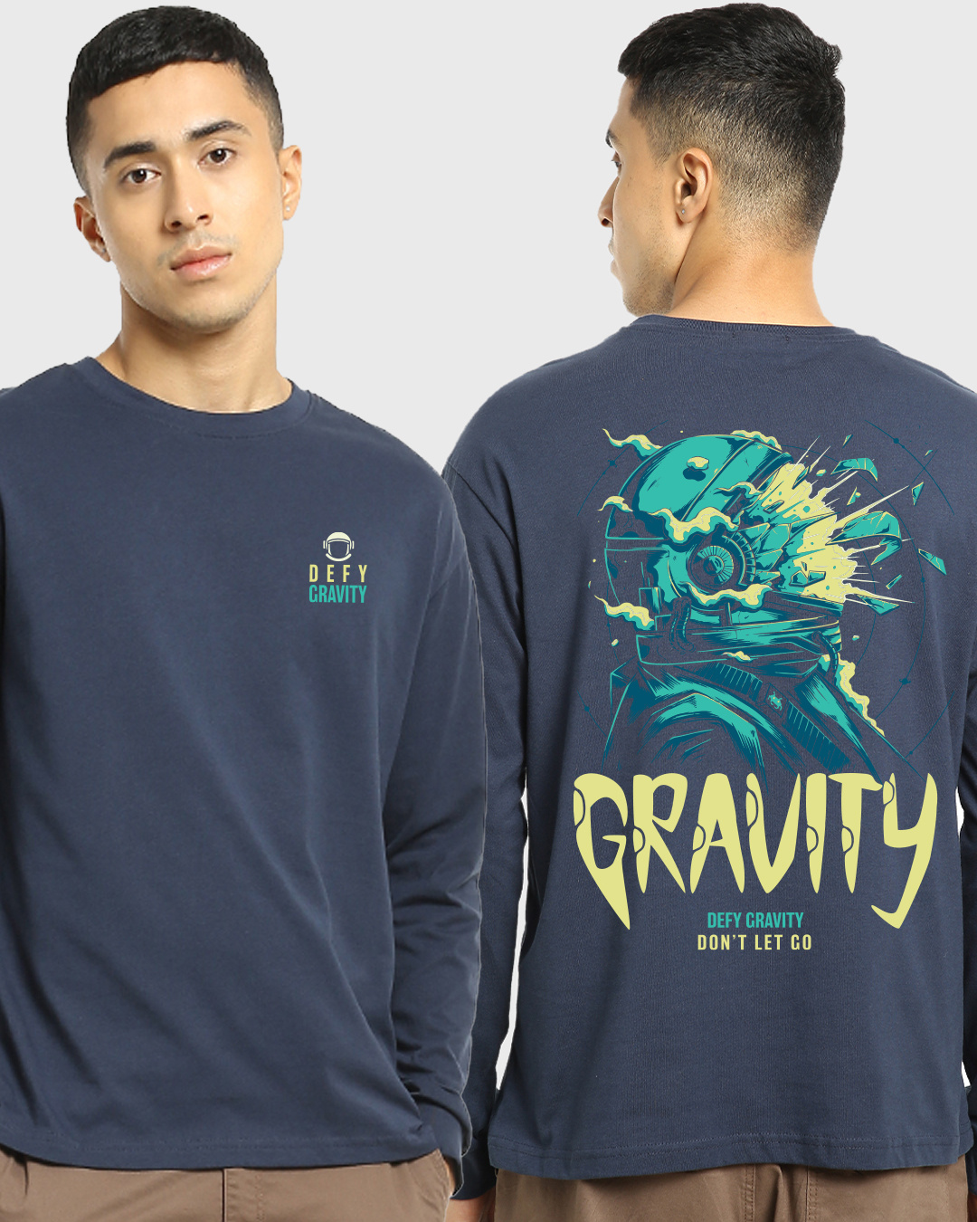 Buy Men's Blue Defy Gravity Graphic Printed Oversized T-shirt Online at ...