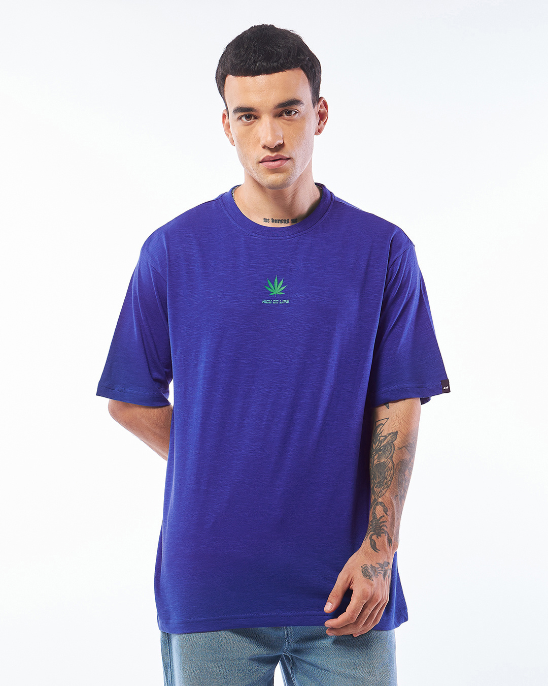 Buy Men's Blue Dope AF Graphic Printed Oversized T-shirt Online at Bewakoof