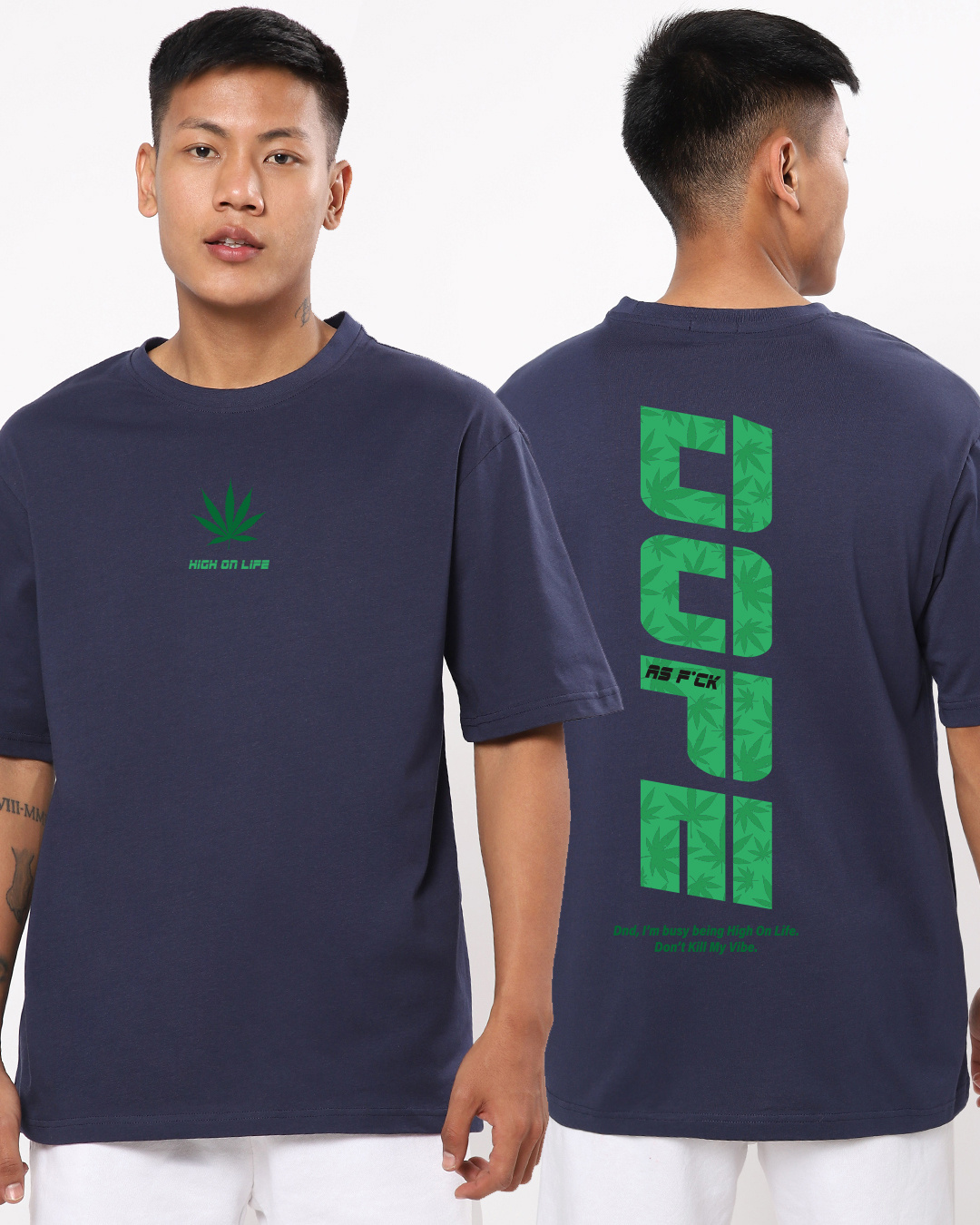 Buy Men's Blue Dope AF Typography Oversized T-shirt for Men blue Online ...