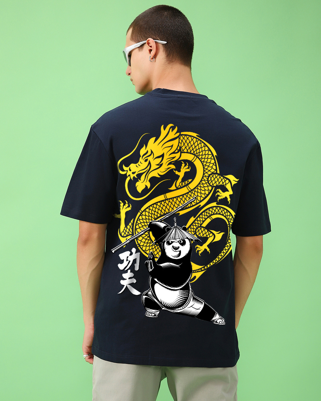 Buy Men's Blue Dragon Warrior Graphic Printed Oversized T-shirt Online ...