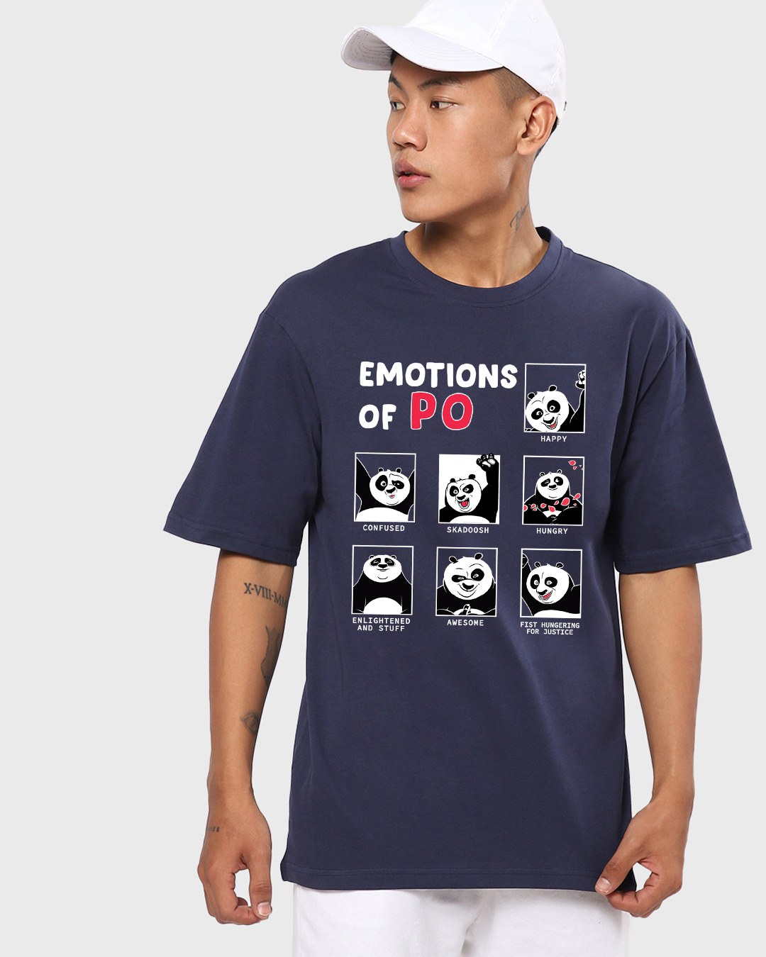 Buy Men's Blue Emotions Of PO Graphic Printed Oversized T-shirt Online ...