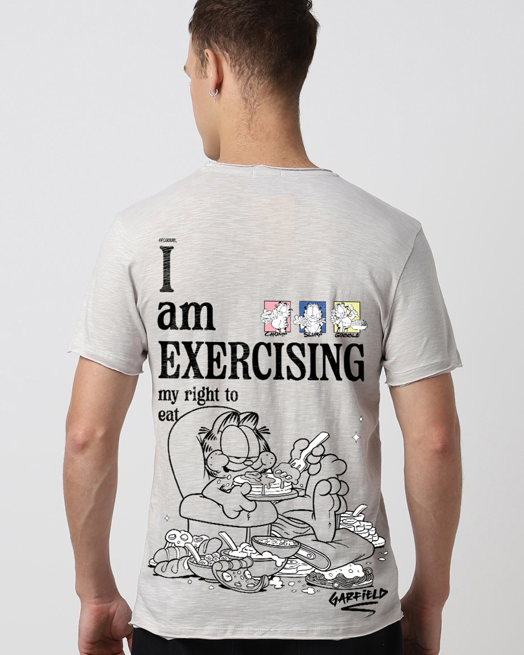 Buy Men's Vapour Blue Exercising Garfield Graphic Printed T-shirt ...