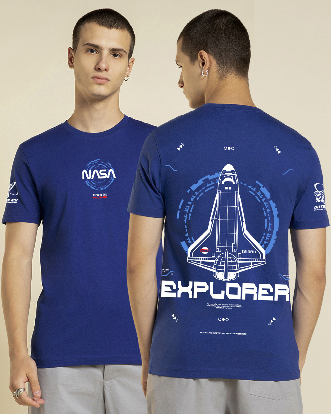 Buy Men's Blue Explorer NASA Graphic Printed T-shirt Online at Bewakoof