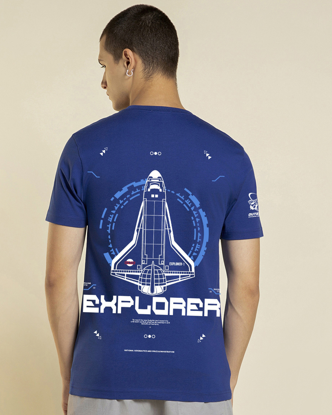 Buy Men's Blue Explorer NASA Graphic Printed T-shirt Online at Bewakoof