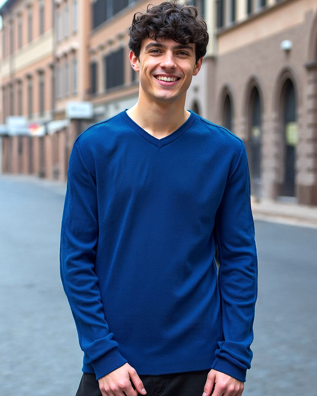 Buy Men's Blue Flat Knit Sweater Online at Bewakoof