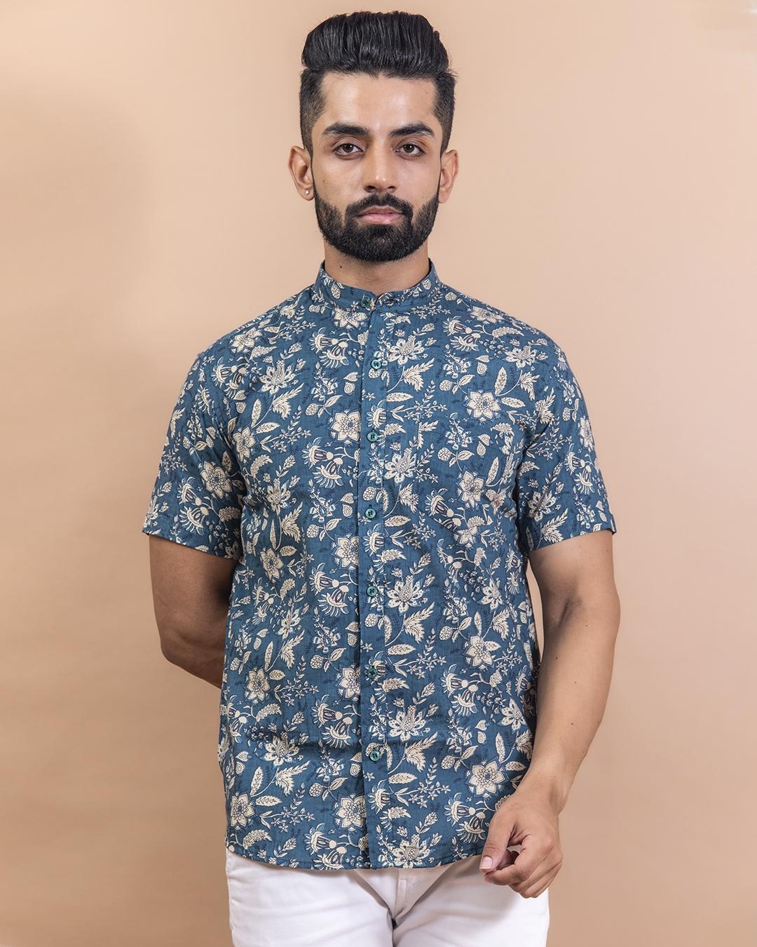 Buy Men's Blue Floral Printed Shirt for Men Blue Online at Bewakoof