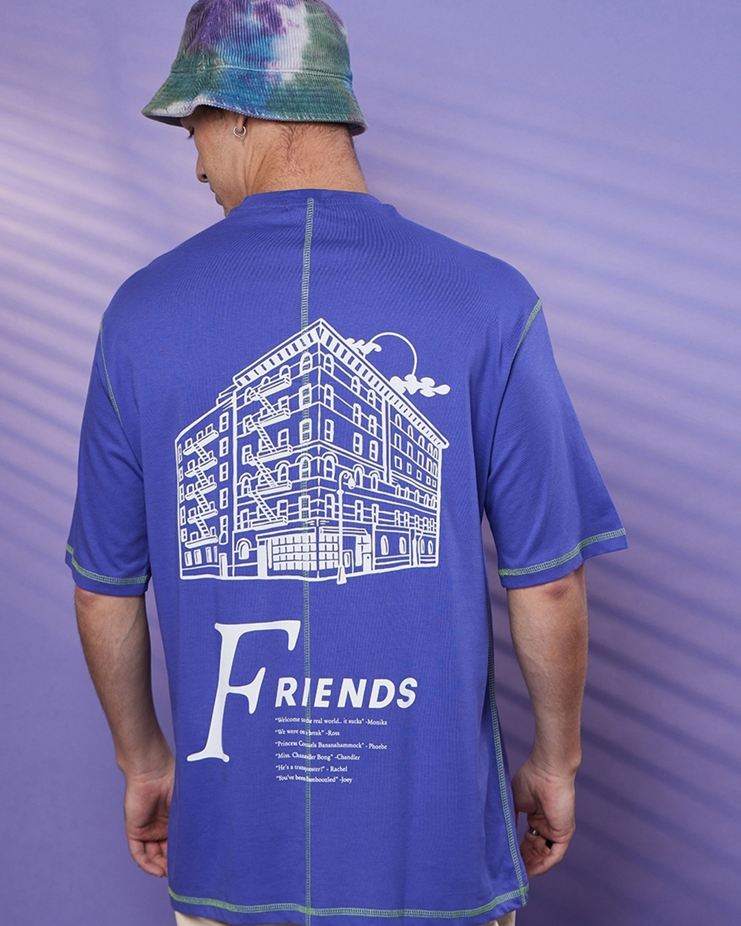 Buy Men's Blue Friends Forever Graphic Printed Oversized T-shirt Online ...