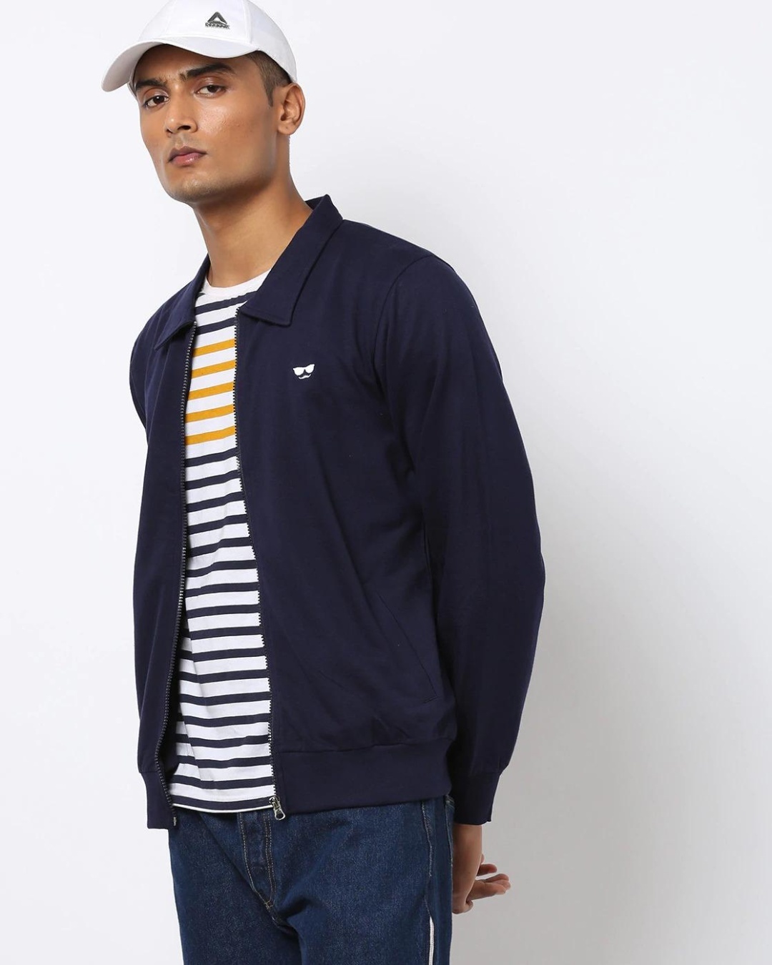 Buy Men's Blue Front Zip Sweatshirt Online at Bewakoof