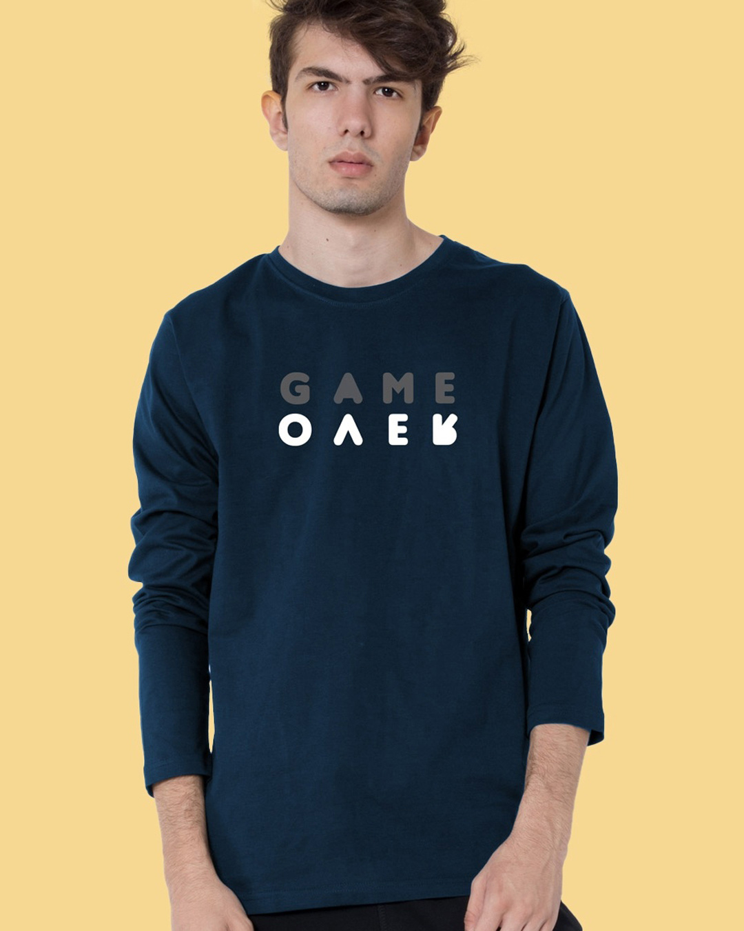Buy Men's Blue Game Over Typography T-shirt Online at Bewakoof