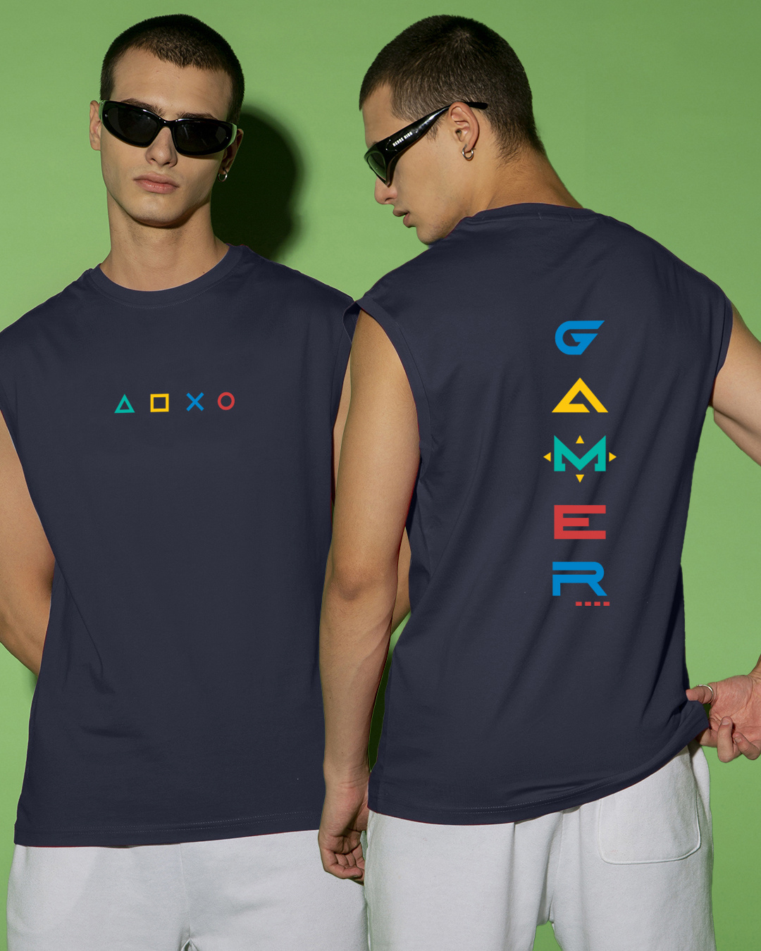 Buy Men's Blue Gamer Respawn Graphic Printed Boxy Fit Vest Online at ...