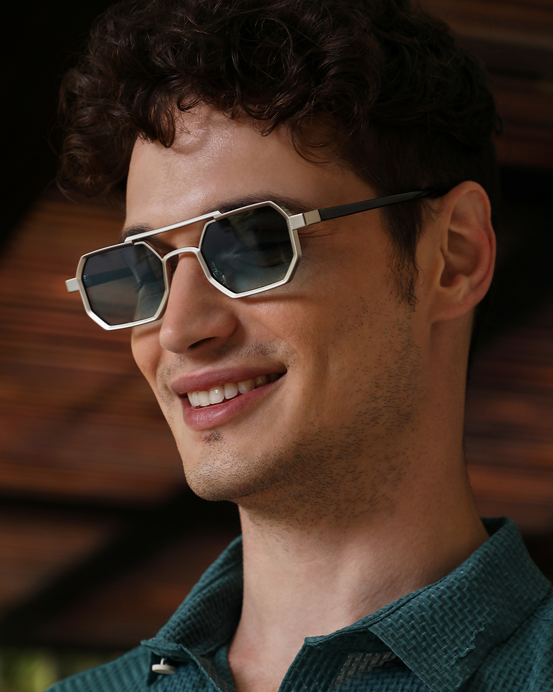 Buy Men's Blue Geometric Polarised Lens Sunglasses Online in India at ...